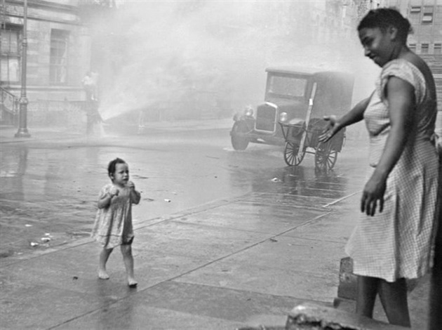 New York child fleeing fire hydrant spray, USA by Helen Levitt on artnet